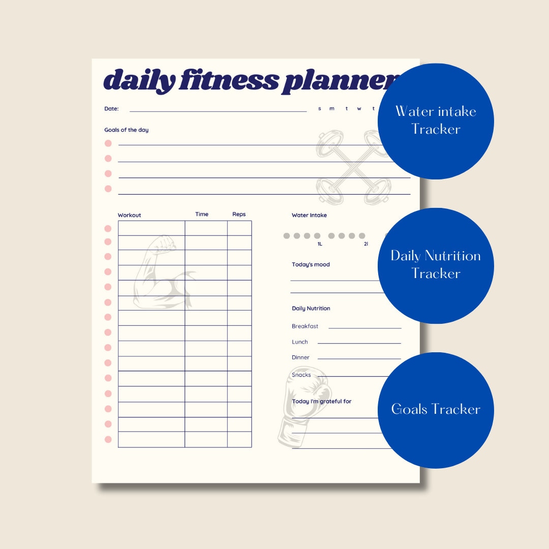 DIGITAL FITNESS PLANNER, Printable, Tracker, Daily Tracker, Nutrition ...