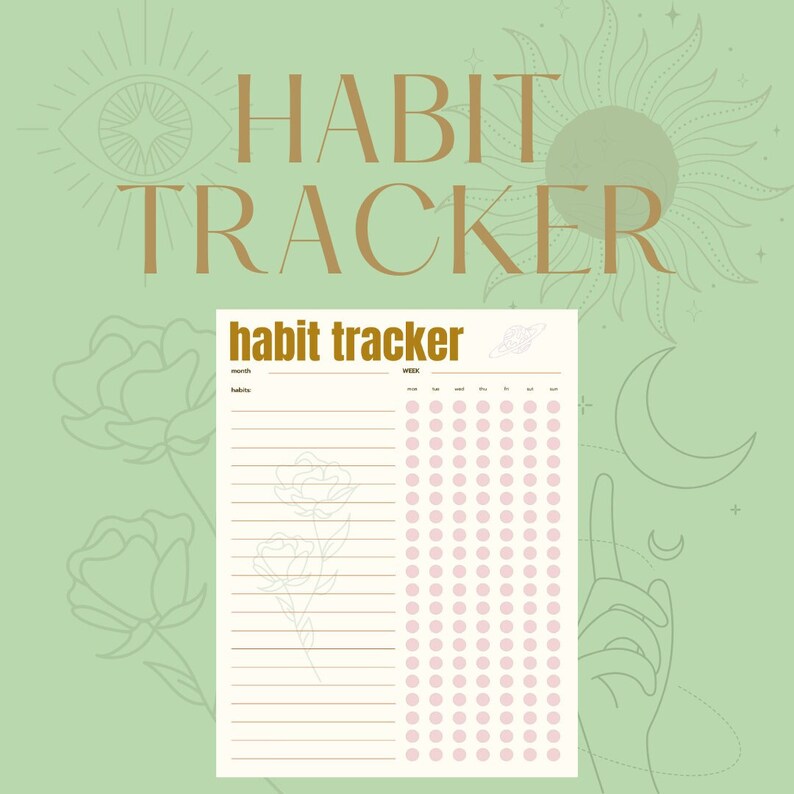 DIGITAL HABIT TRACKER, Printable, Simple, Tracker, Art Designs ...
