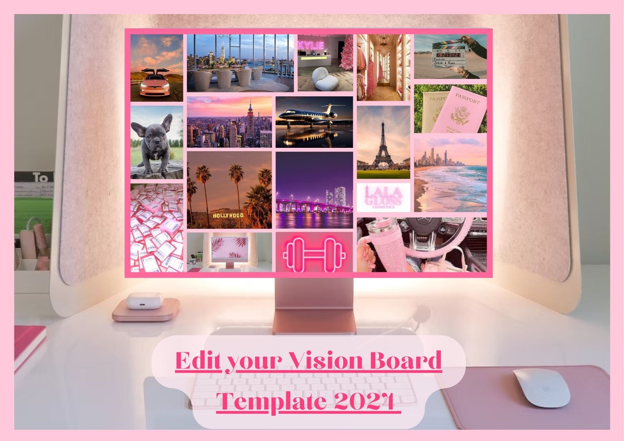 Pink Aesthetic Girlie Mood Vision Board Make It Your Own - Etsy