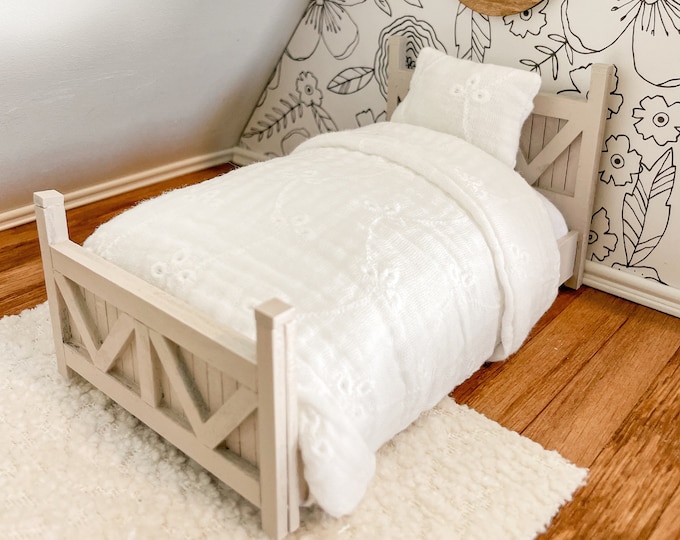 Dollhouse Miniature Twin Bed Frame, Dollhouse Bed, Mini Decor ...