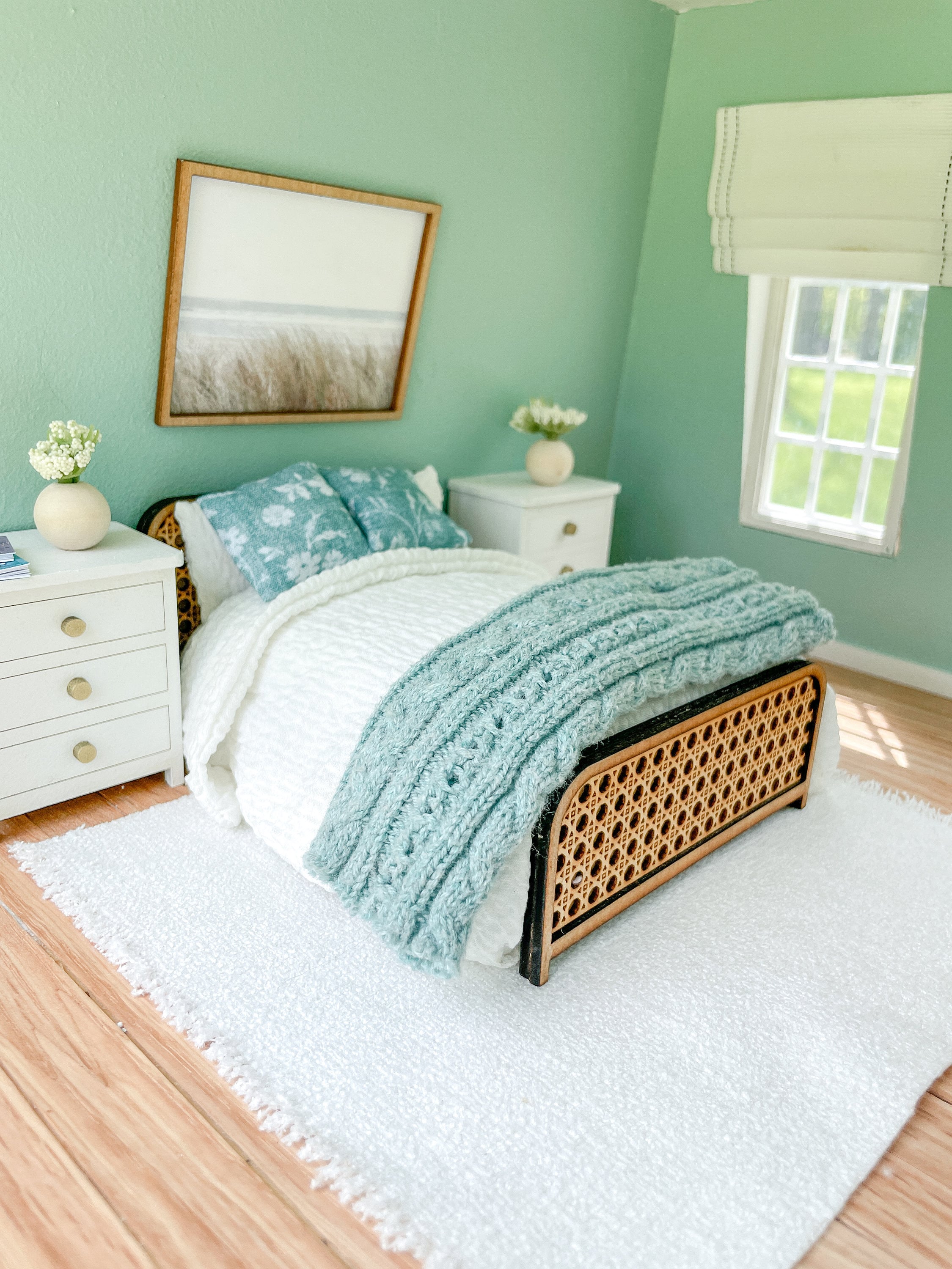 Dollhouse Miniature Coastal Bed Frame, Dollhouse Bed, Mini Decor ...