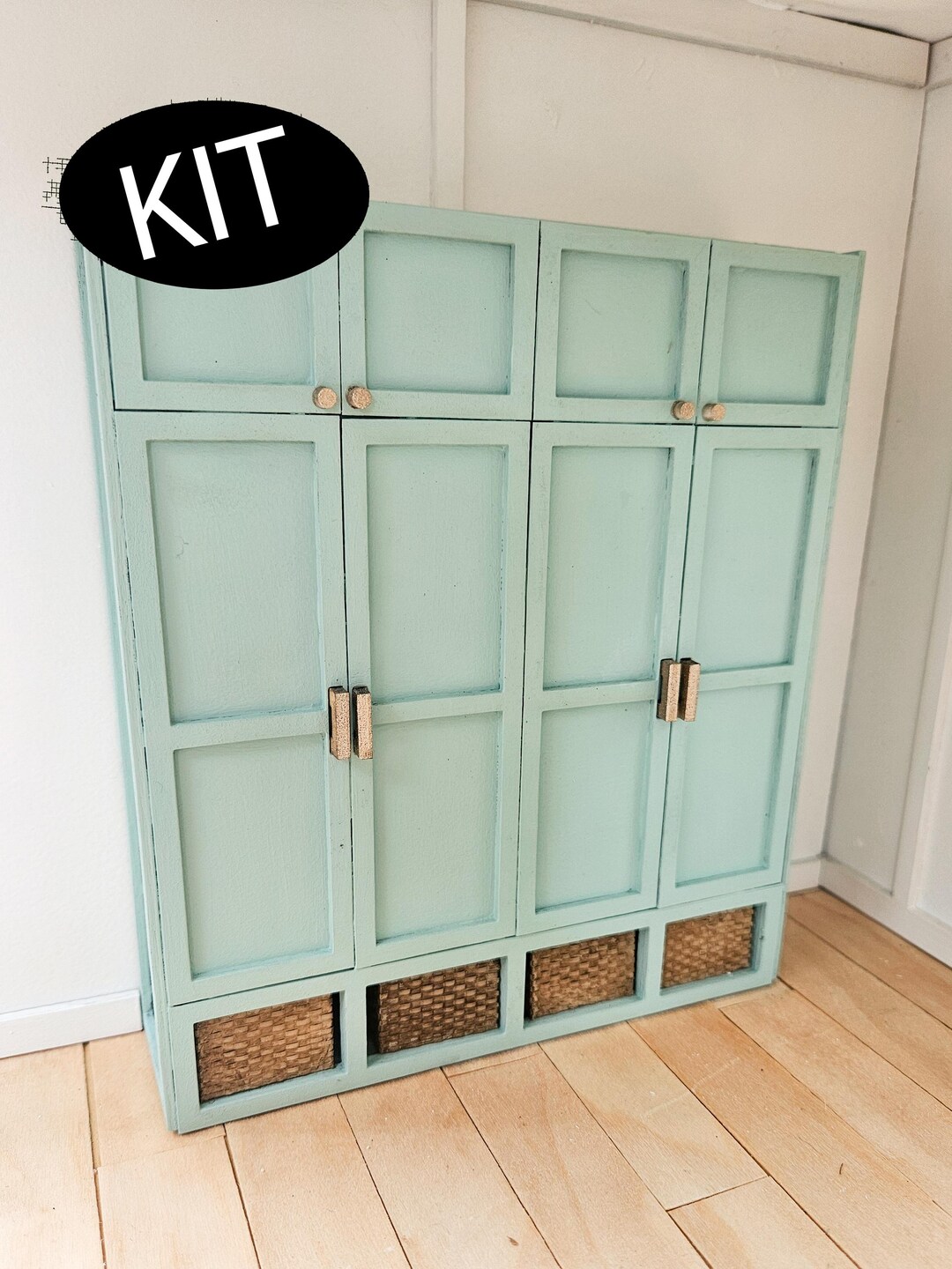 Dollhouse Miniature Cabinet KIT, Dollhouse Cabinets With Baskets, Mini ...