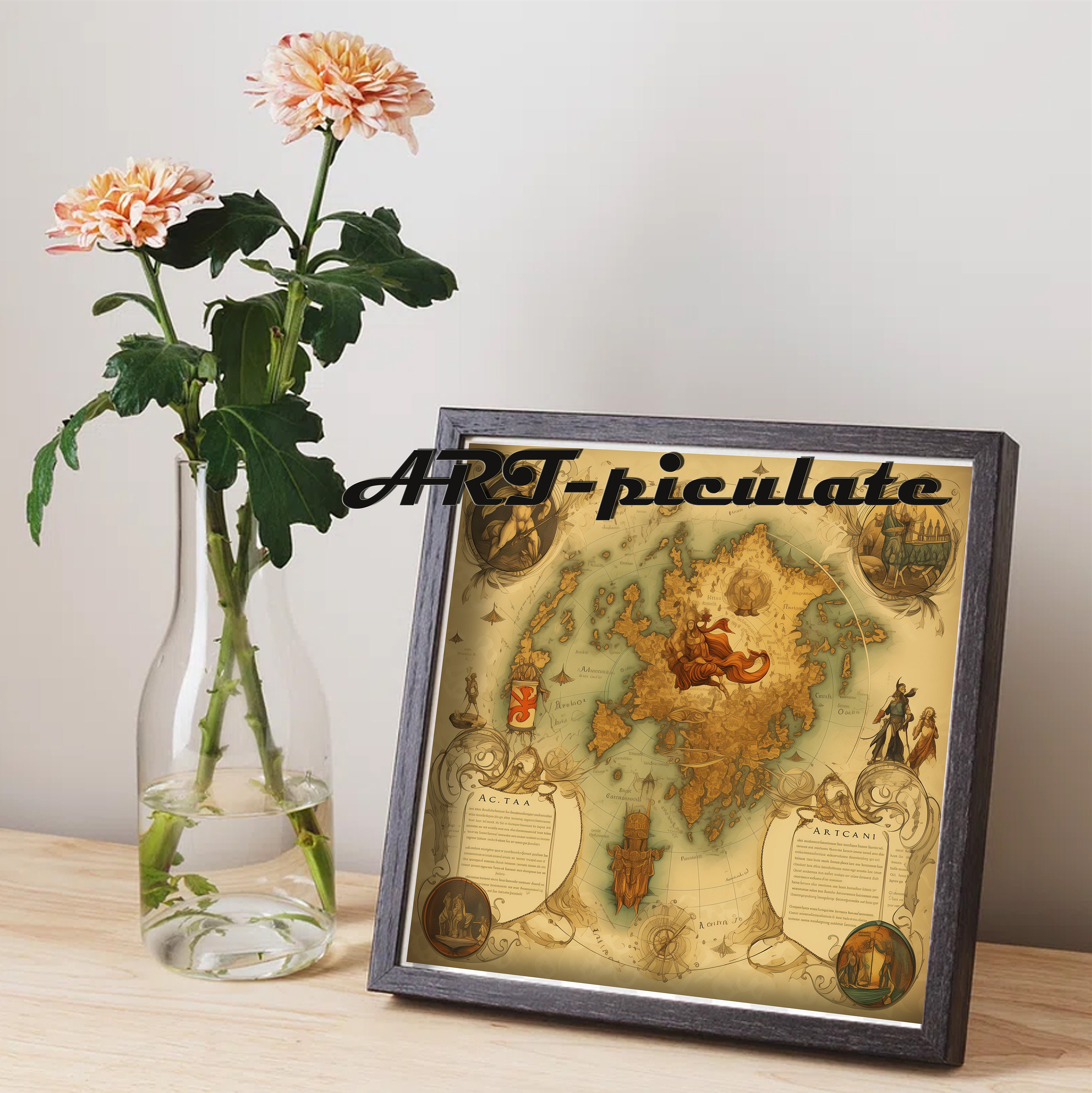 Ancient Mythical Map Digital Art Fantasy Cartography Instant Download ...