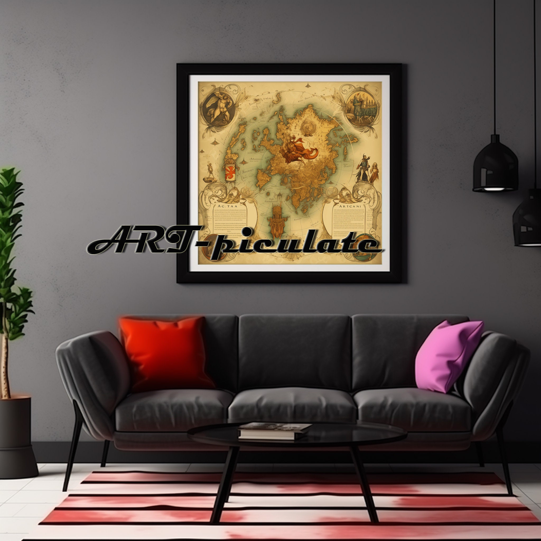 Ancient Mythical Map Digital Art Fantasy Cartography Instant Download ...