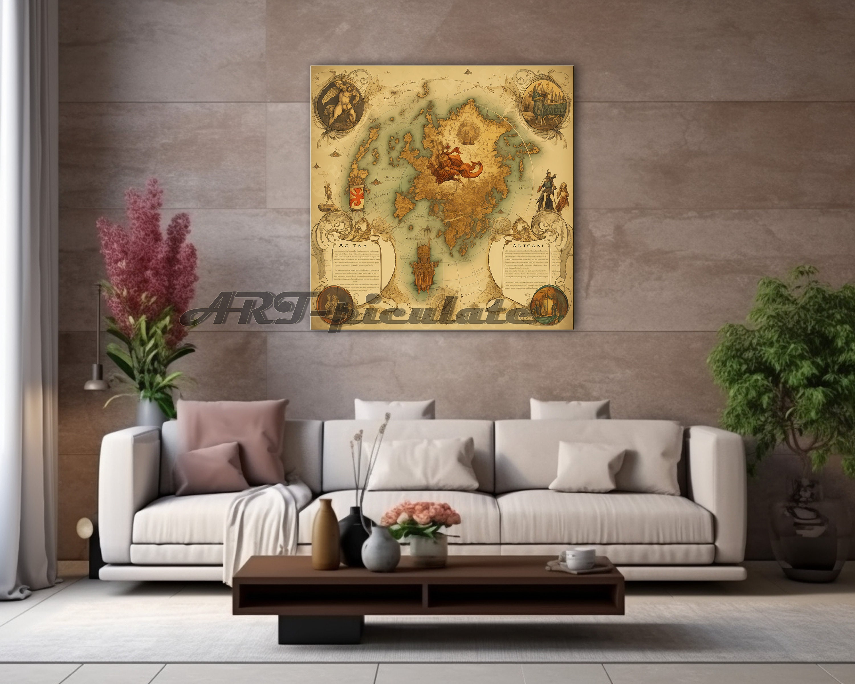 Ancient Mythical Map Digital Art Fantasy Cartography Instant Download ...