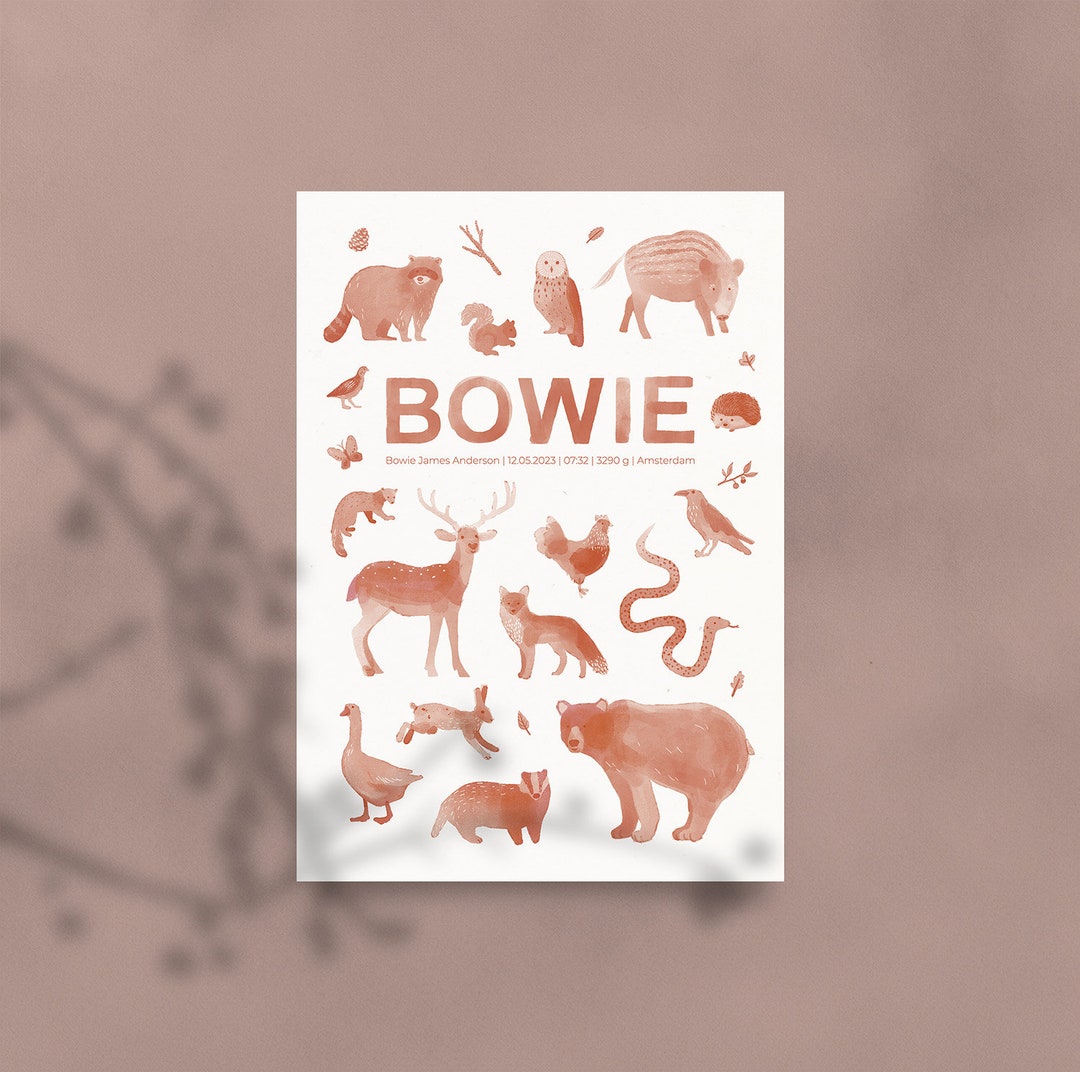 Custom Children's Name Poster Forest Animals Watercolor Print - Etsy