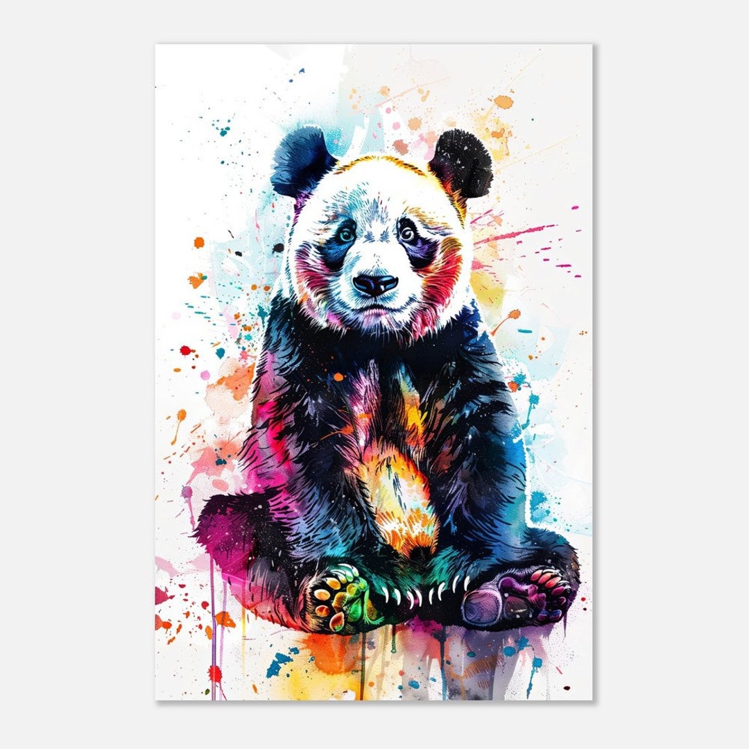 Watercolor Panda Nursery Art Colorful Panda Print Animal Wall Art for ...