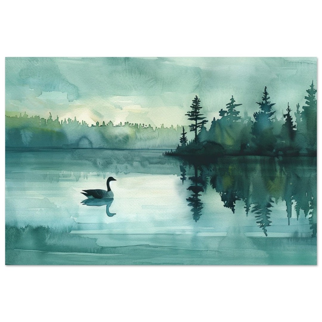 Goose Print Goose Decor Goose Watercolor Painting Goose Wall Art ...
