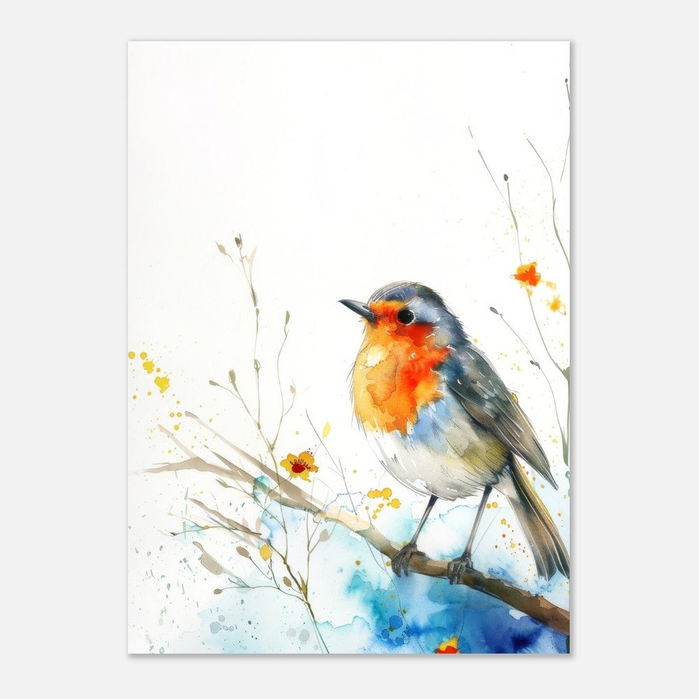 Robin Watercolor Print Bird Painting Modern Home Decor Rustic Wall Art ...