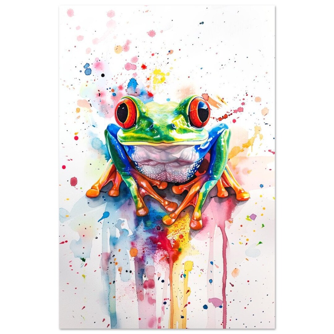 Watercolor Frog Nursery Art Colorful Frog Print Animal Wall Art for ...
