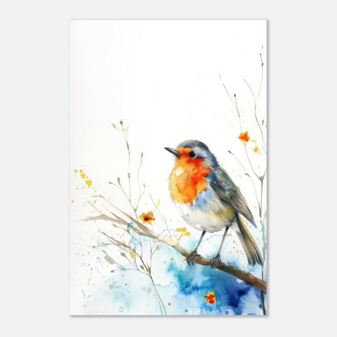 Robin Watercolor Print Bird Painting Modern Home Decor Rustic Wall Art ...