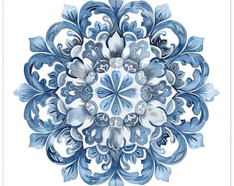 Blue White Dutch Pottery Style Watercolor Print Delft Blue Art, Floral ...