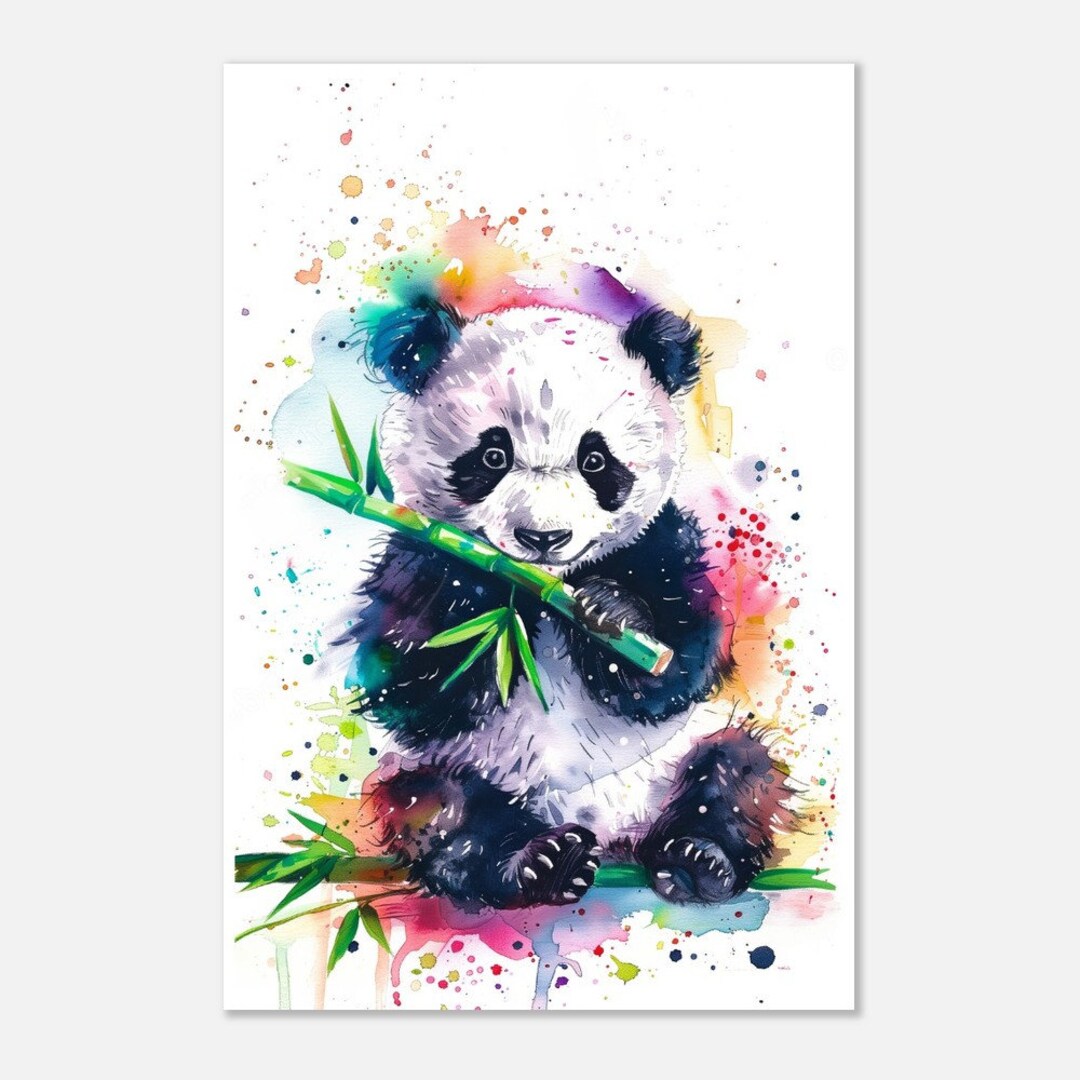 Watercolor Baby Panda Nursery Art Colorful Baby Panda Print Animal Wall ...