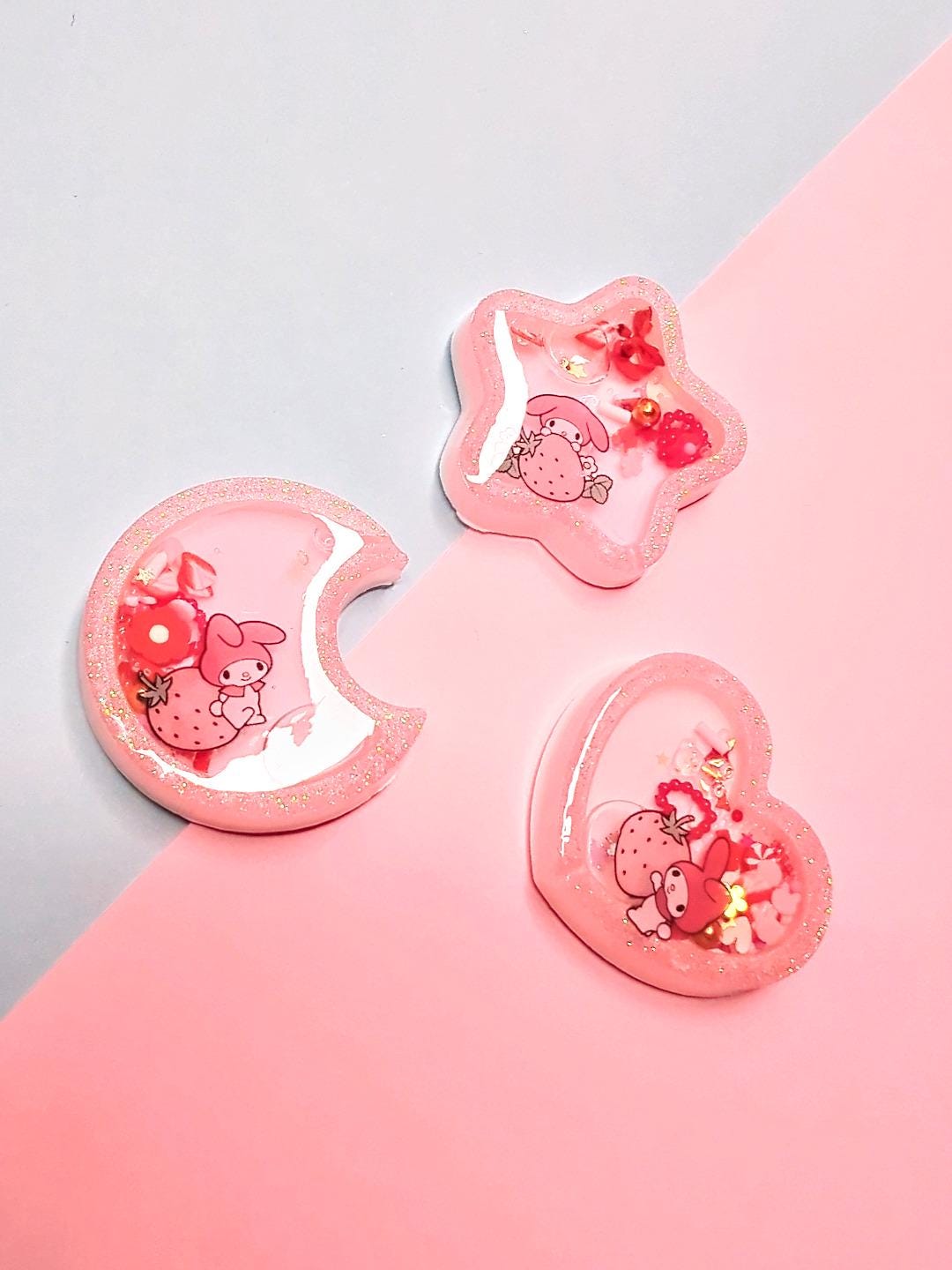 Sanrio My Melody Resin Shaker Cute Anime Glitter Accessory Phone Grip ...
