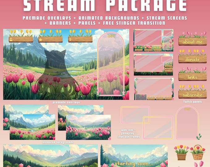 Pink twitch overlay pastel pink-streaming-pack pink overlay animierter ...
