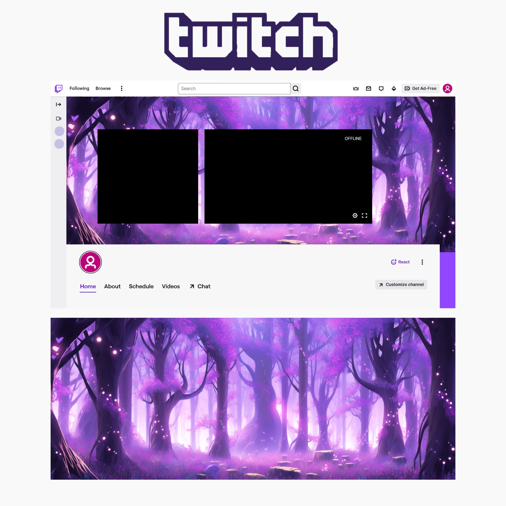 Twitch Banner Purple Night Forest Twitch Banner Purple Twitch Ultrawide Wallpaper Desktop ...