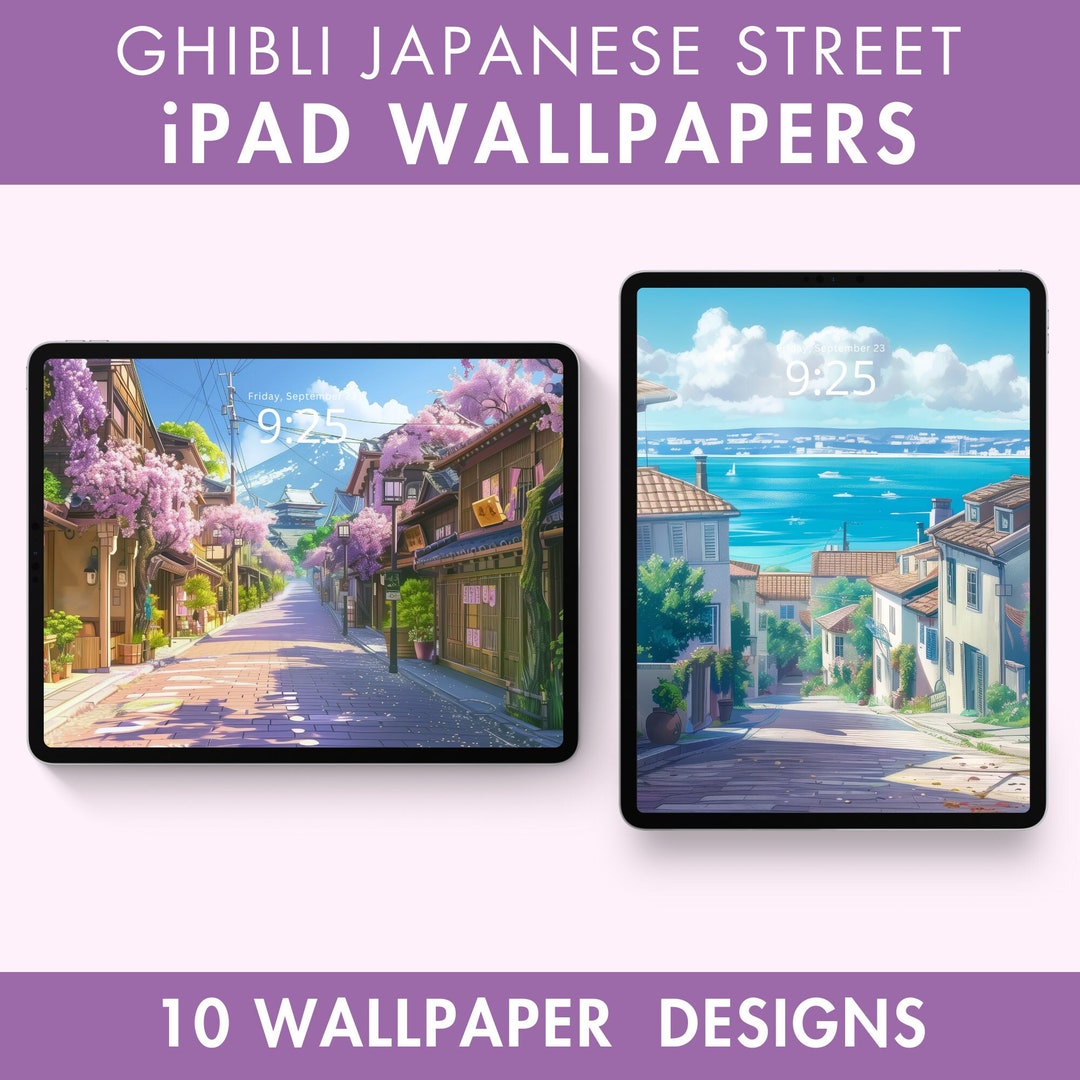Ghibli Inspired Japanese Street iPad Wallpaper iPad Background Lofi ...
