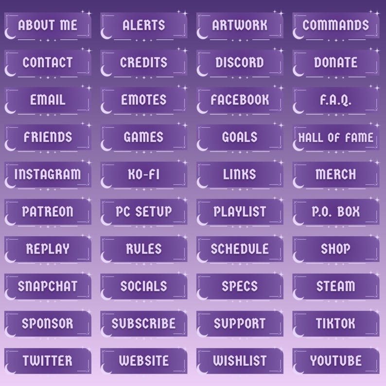 Twitch Panels Purple Night Twitch Stream Panels Cute Twitch Panels ...