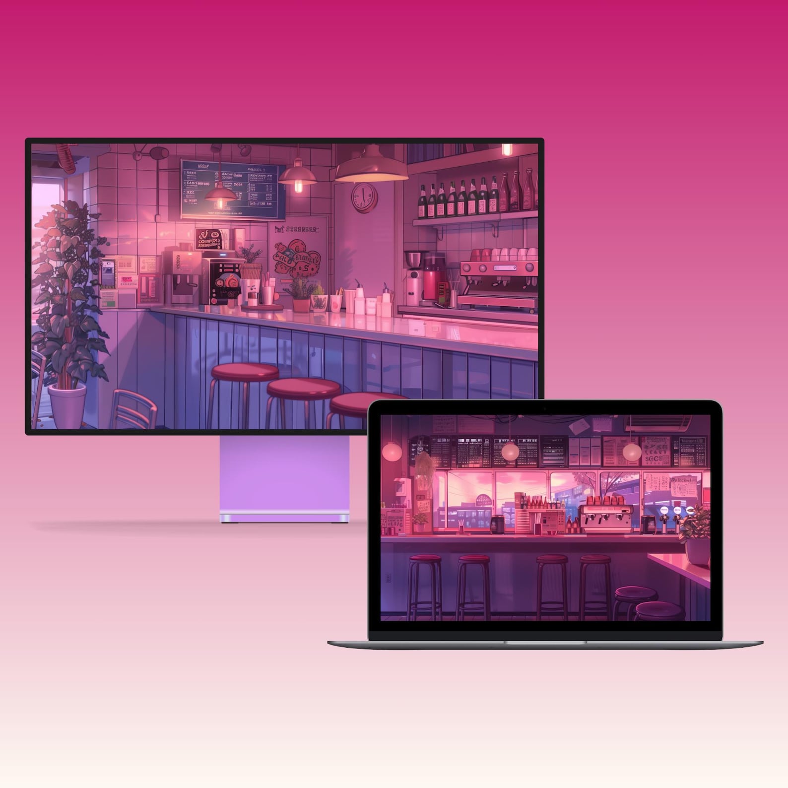 Pink Lofi Desktop Wallpaper Laptop Wallpaper MacBook Wallpaper Anime ...