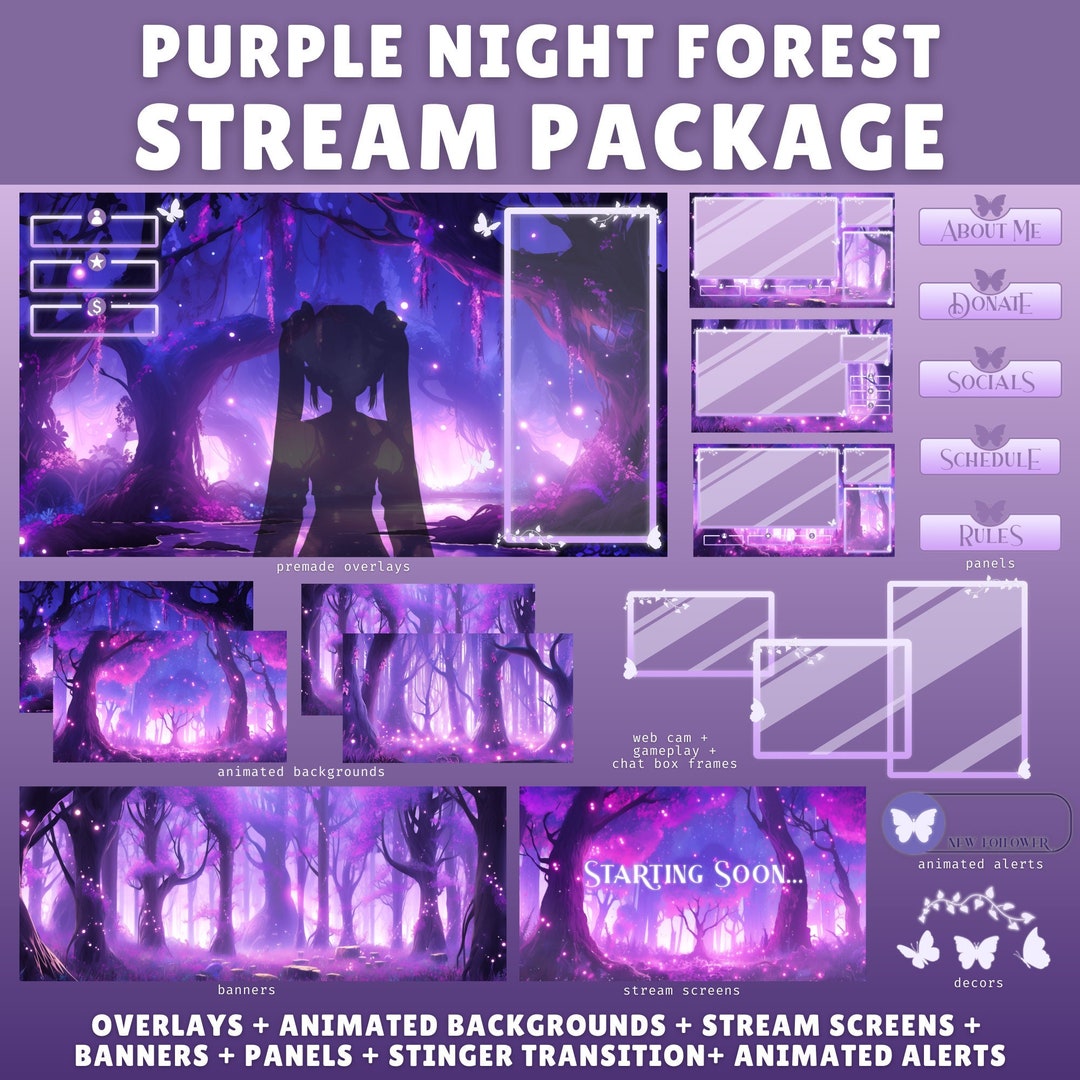 Purple Twitch Stream Package Animated Purple Twitch Overlay Twitch ...
