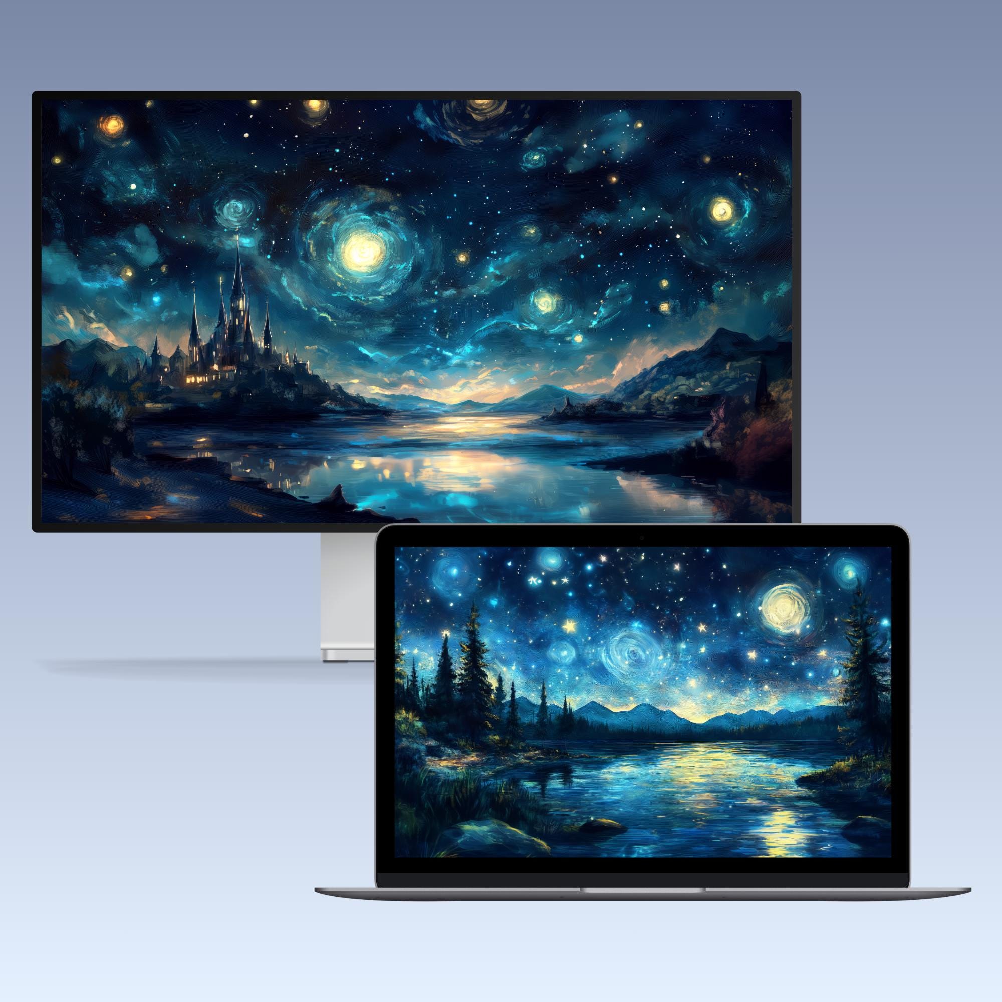 Starry Night Inspired Desktop Wallpaper Laptop Wallpaper MacBook ...