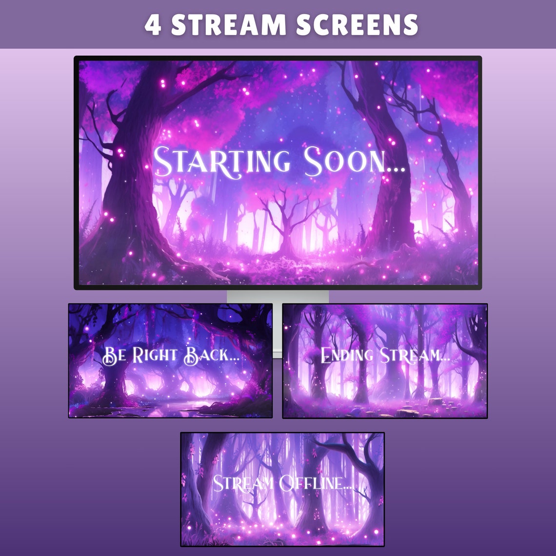 Purple Twitch Stream Package Animated Purple Twitch Overlay Twitch ...