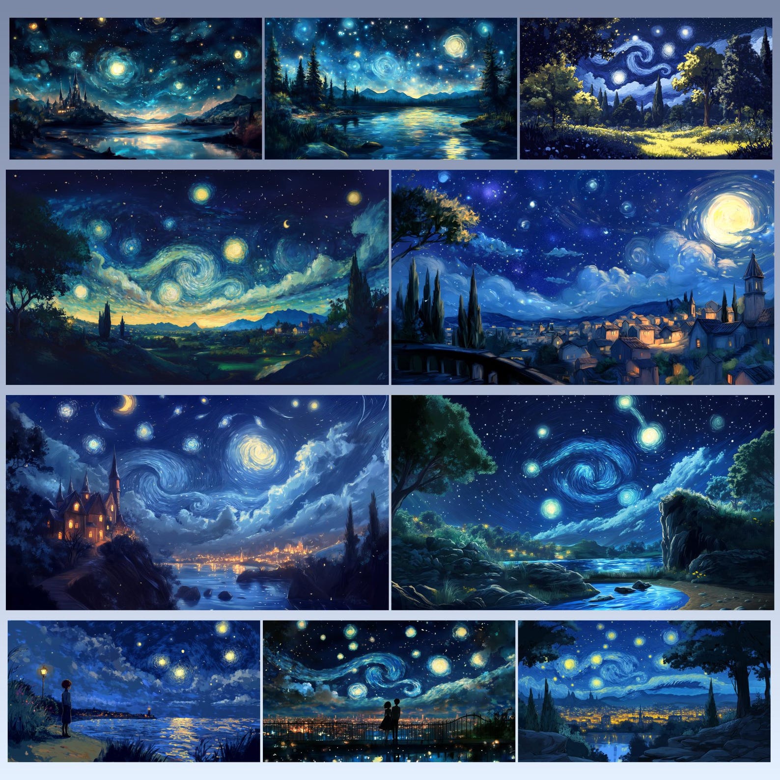 Starry Night Inspired Desktop Wallpaper Laptop Wallpaper MacBook ...