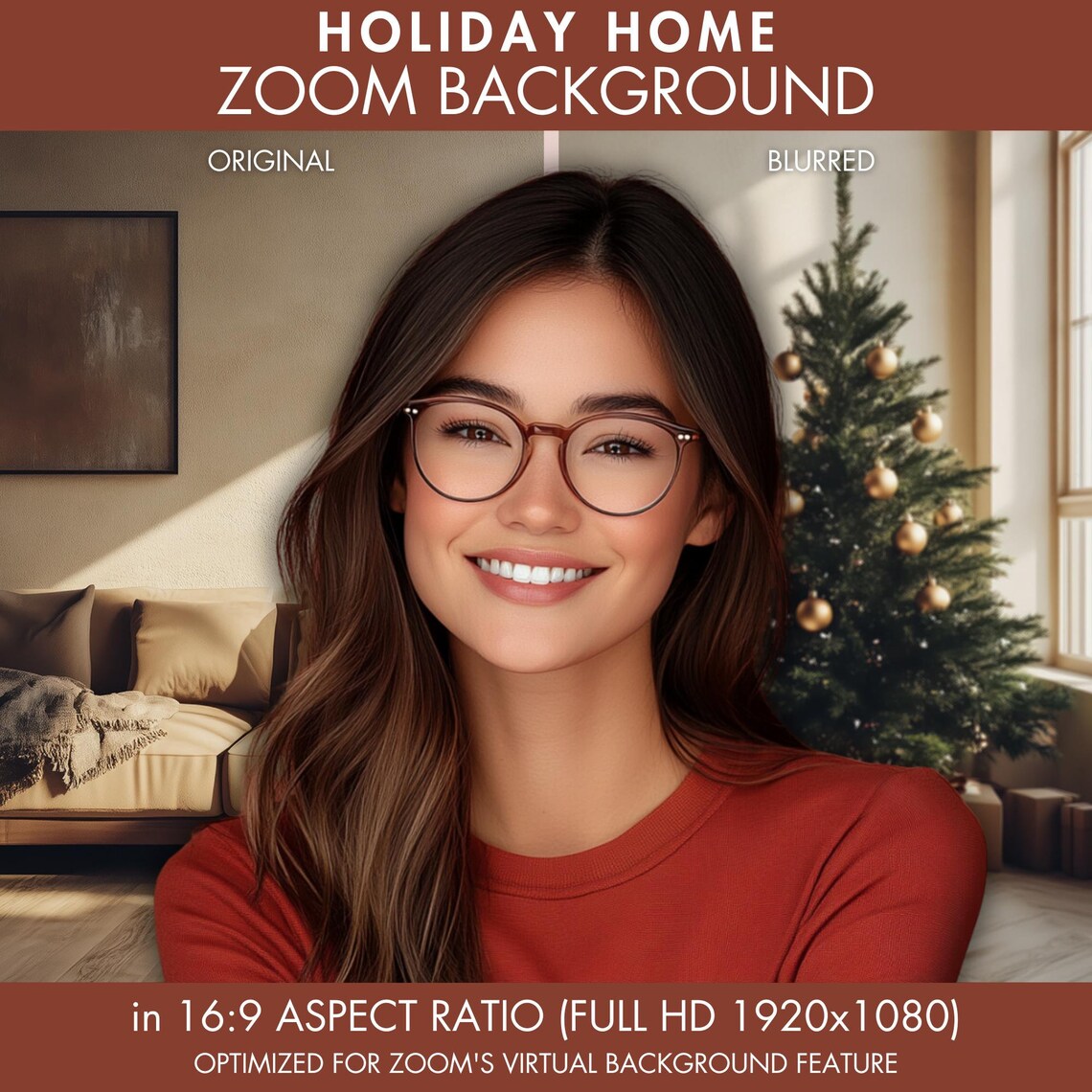 Holiday Home Zoom Background Christmas Virtual Zoom Background Zoom ...