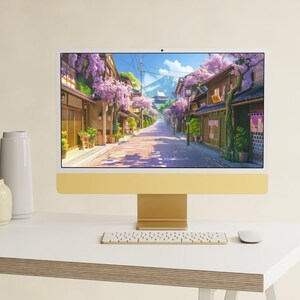 Ghibli Inspired Japanese Street Desktop Wallpaper Laptop Wallpaper ...