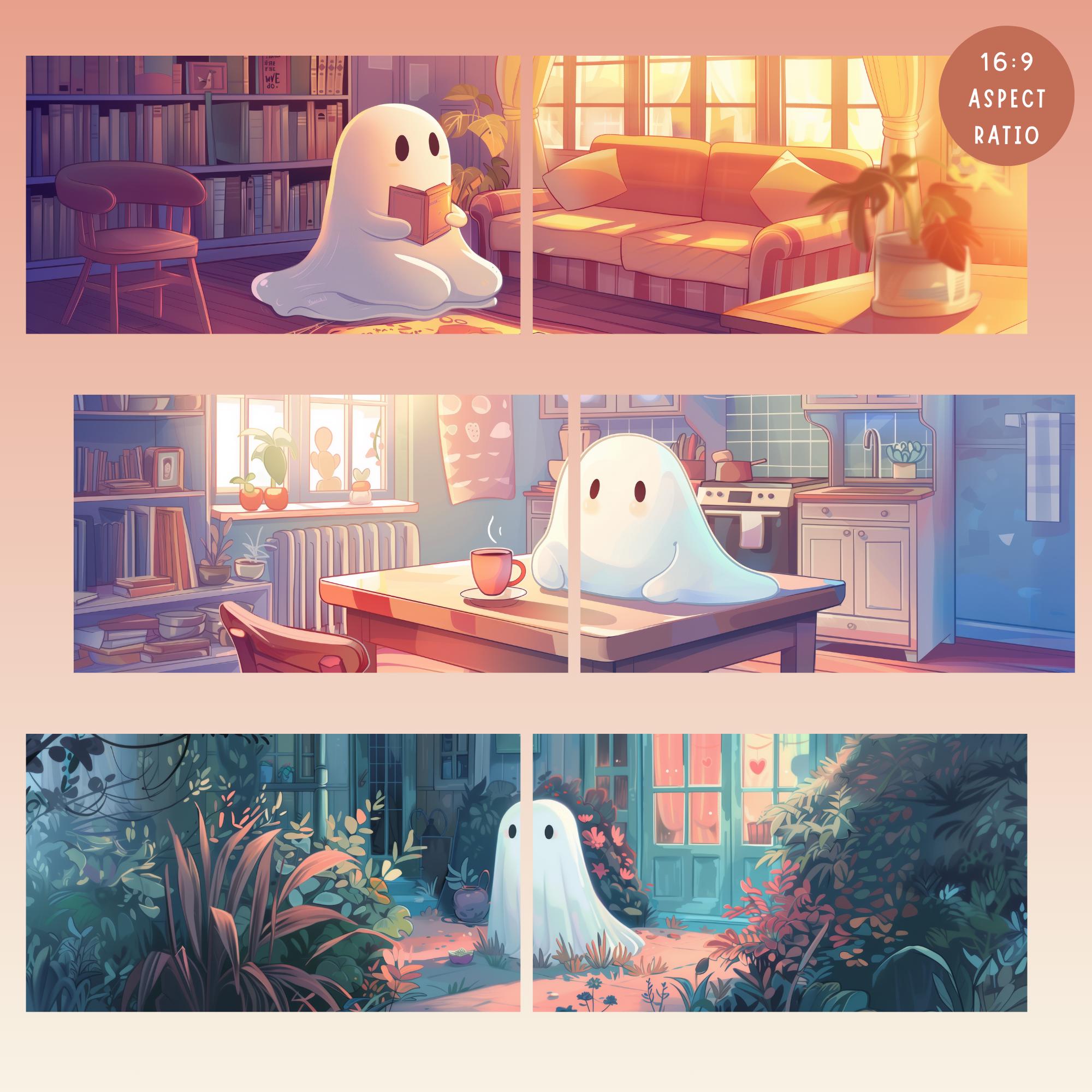Cute Ghosts Dual Screen Desktop Wallpaper Halloween Wallpaper Spooky ...