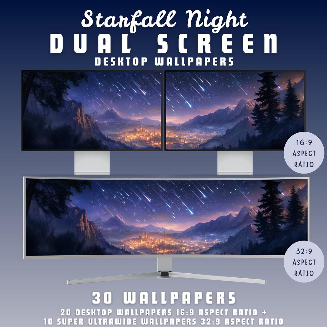 Starfall Velaris Inspired Dual Screen Desktop Wallpaper City of ...