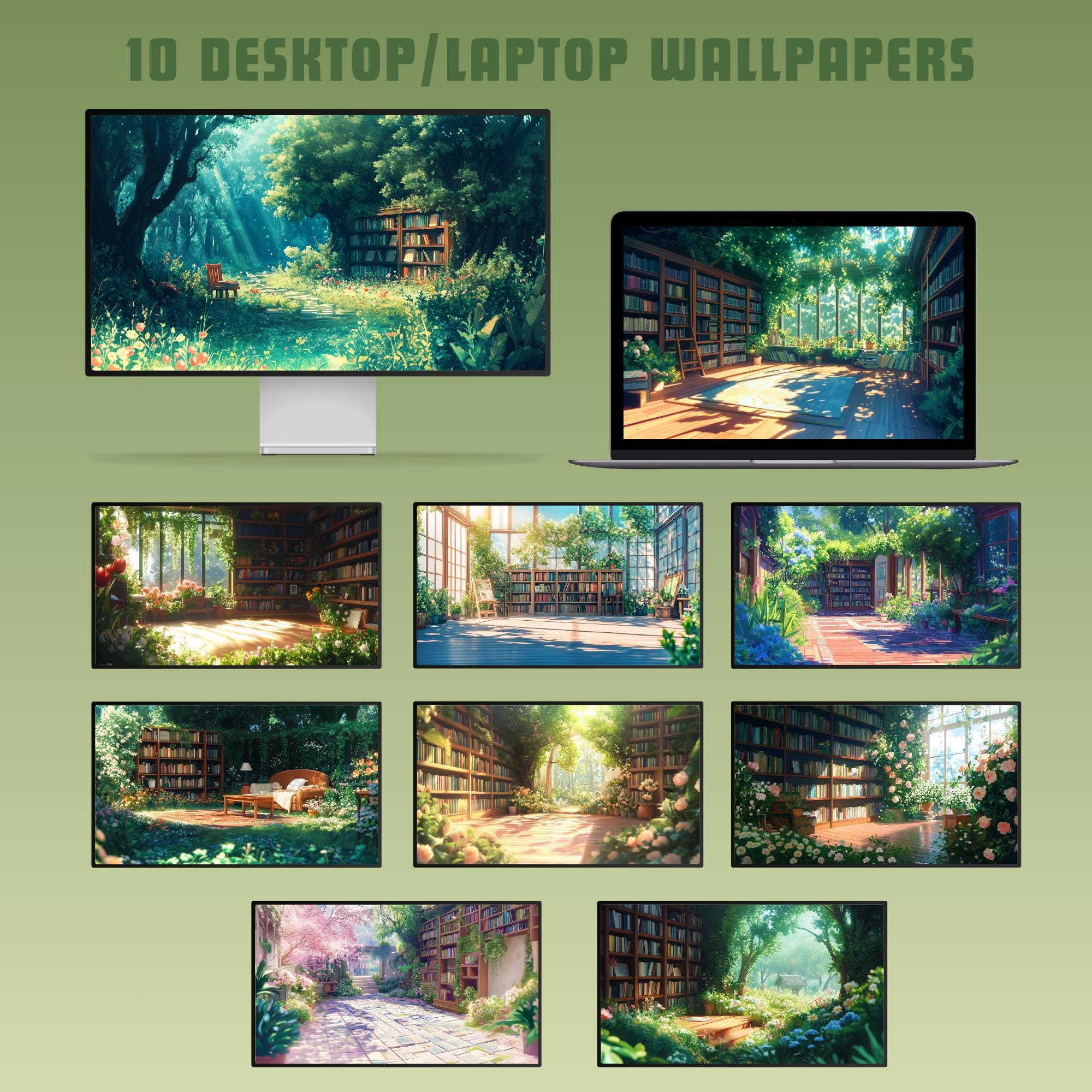 Cozy Library Wallpaper Anime Desktop Wallpaper Forest Mac Wallpaper ...