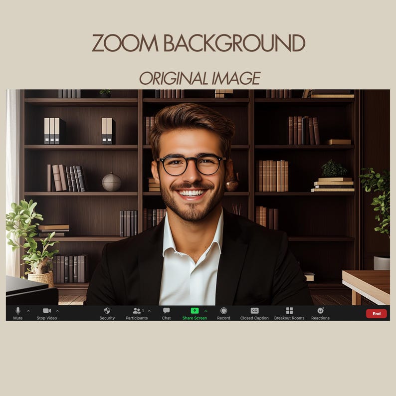 Dark Brown Bookshelf Zoom Background Zoom Office Background Virtual ...