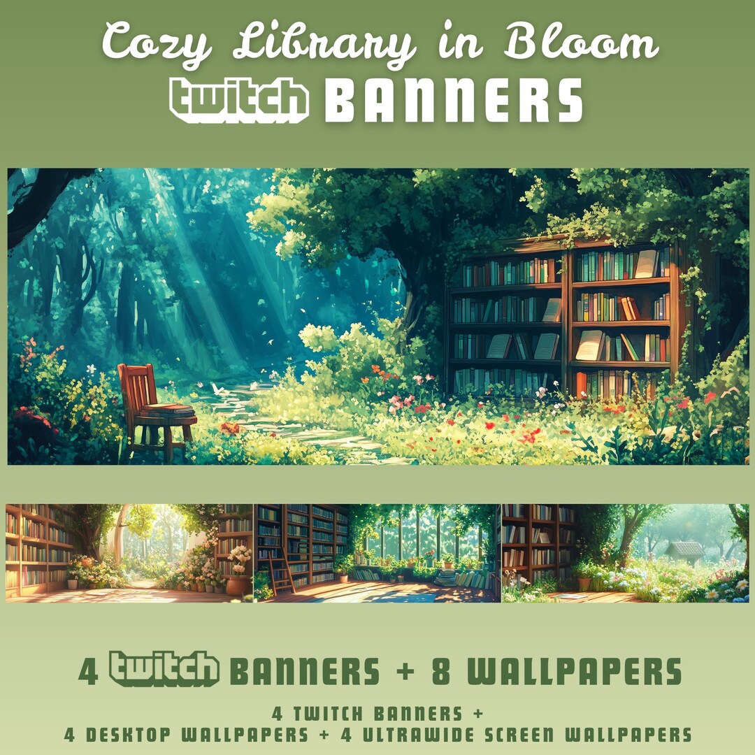 Cozy Library Twitch Banners Cozy Twitch Banner Anime Ultrawide ...