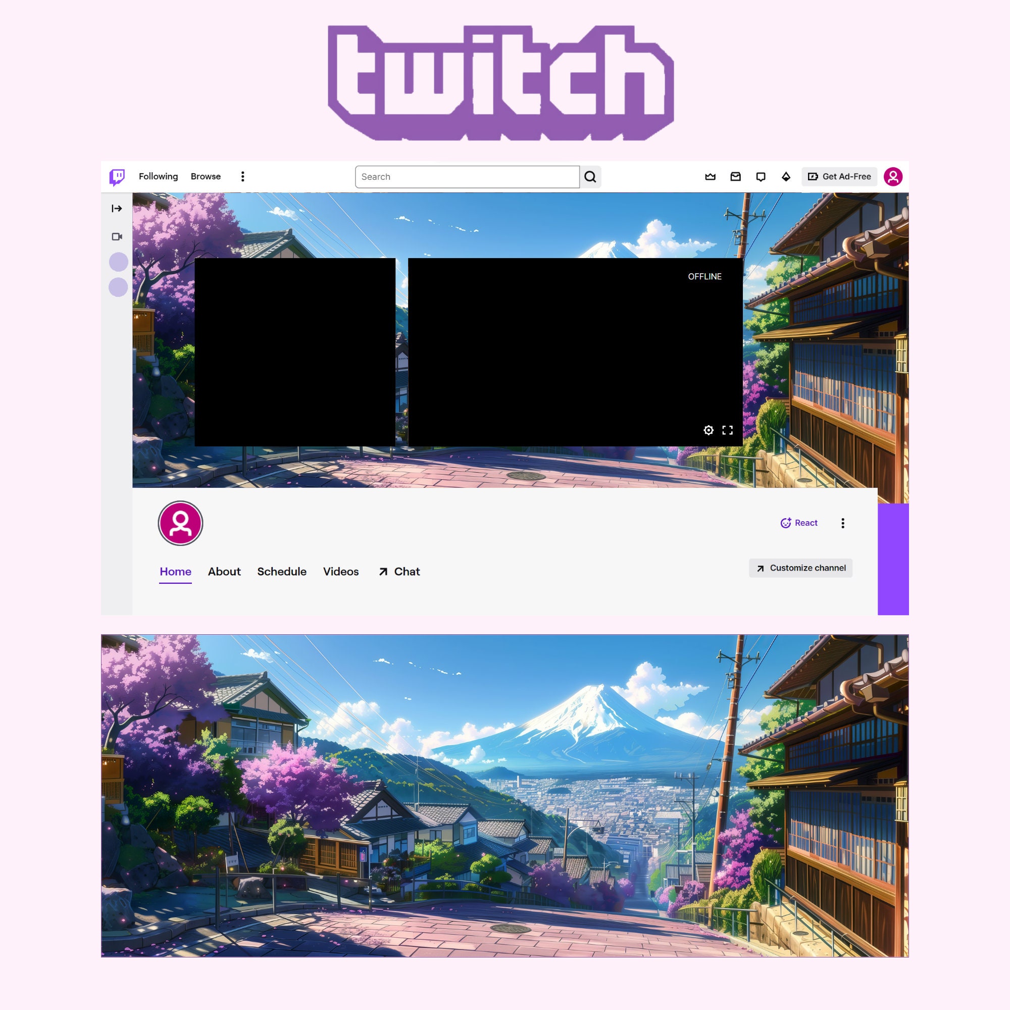 Ghibli Japanese Street Twitch Banner Anime Twitch Banner Ultrawide ...