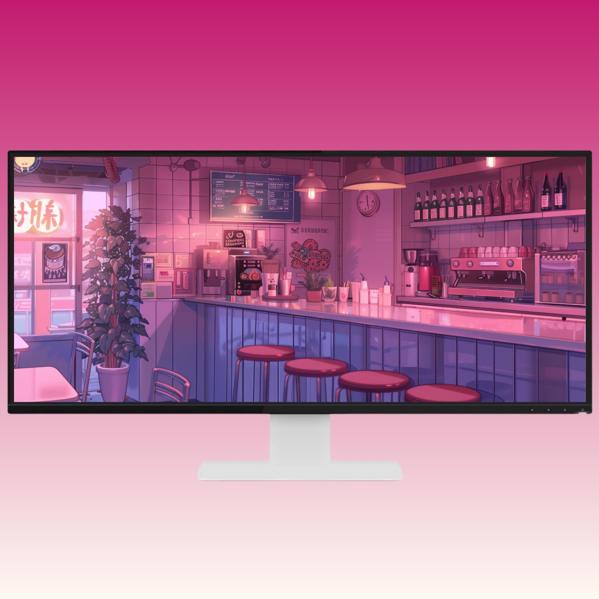 Pink Lofi Ultrawide Wallpaper Lofi Desktop Wallpaper Retro Desktop ...