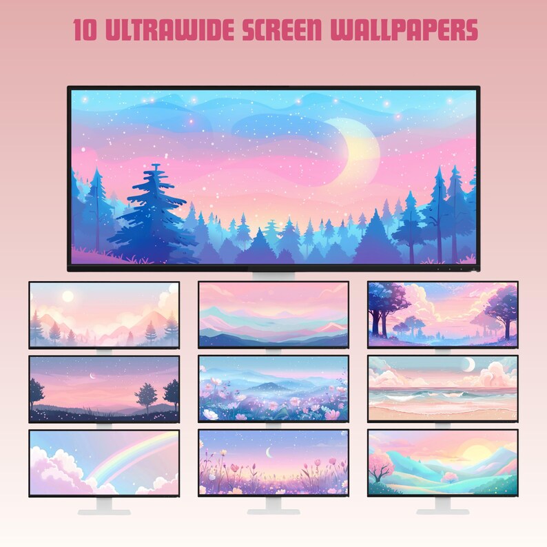 Dreamy Pastel Desktop Wallpaper Bundle Ultrawide Wallpaper Pastel iPad ...