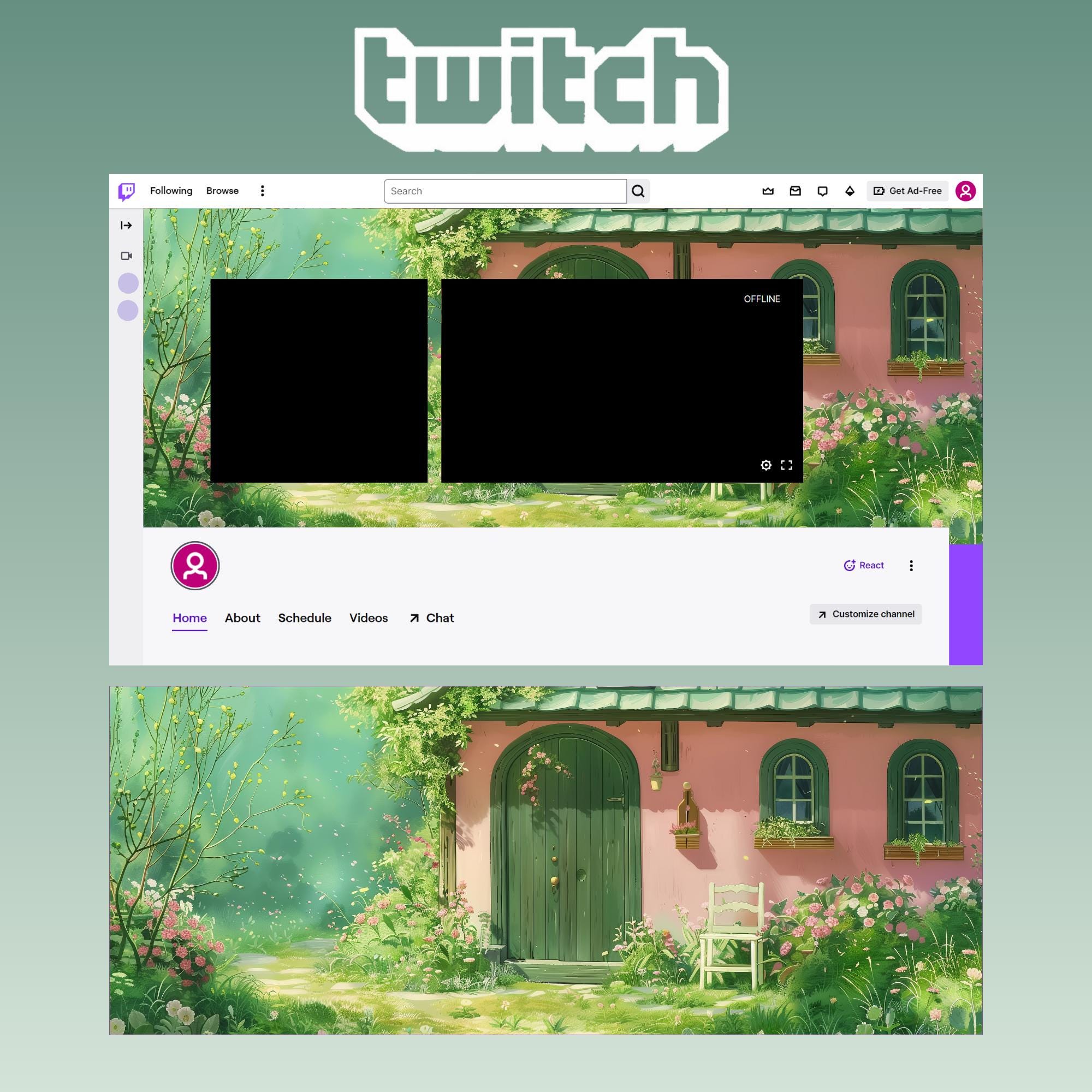 Cottagecore Twitch Banner Cozy Twitch Banner Lofi Ultrawide Wallpaper Pastel Desktop Wallpaper ...
