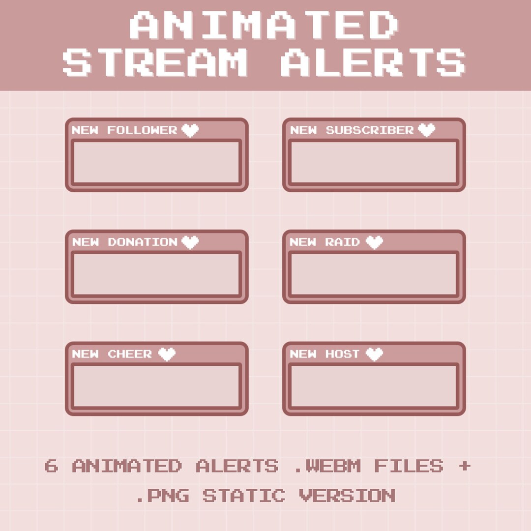 Pink Retro Pixel Animated Alerts Pink Twitch Animated Alerts Pixel ...