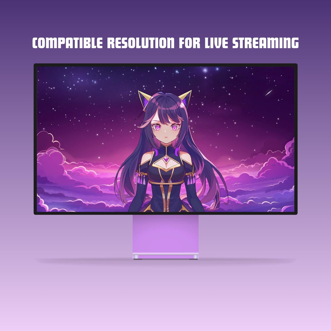 Vtuber Background Purple Night Sky Vtuber Animated Background Purple ...