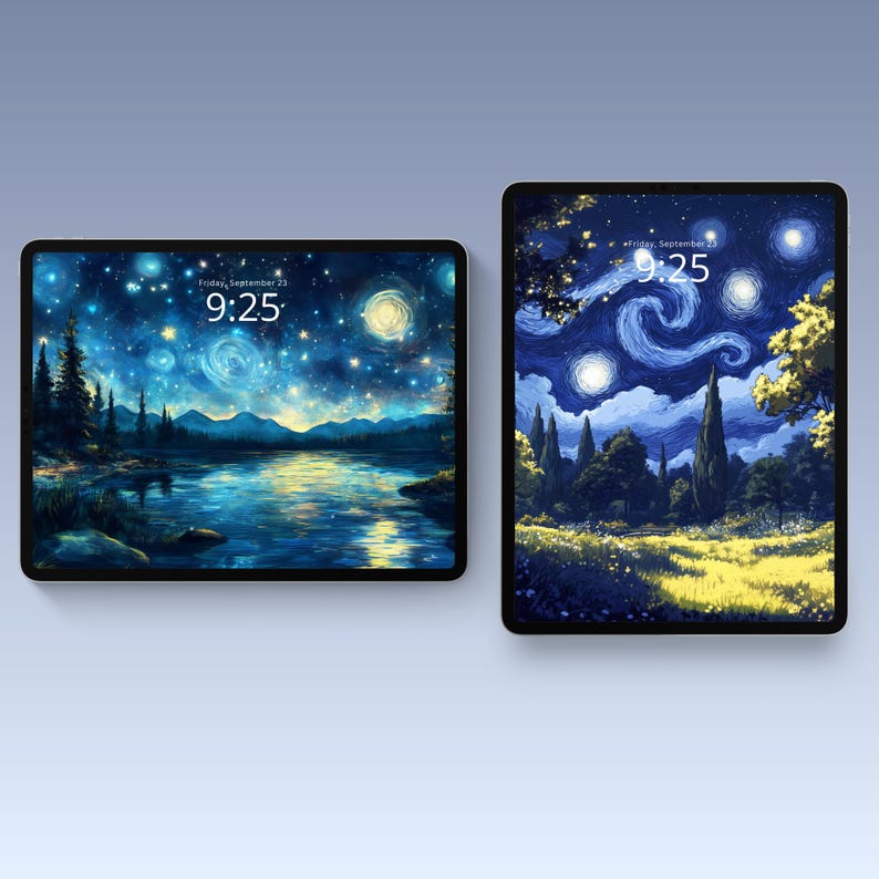 Starry Night Inspired iPad Wallpaper iPad Background Tablet Wallpaper ...