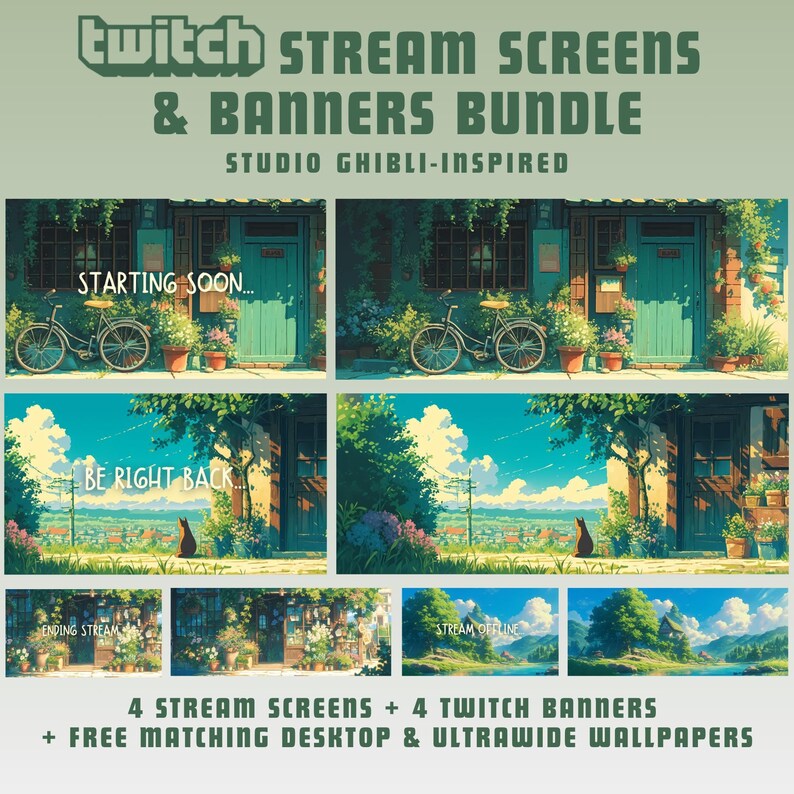 Stream Screens Ghibli Inspired Twitch Banner Lofi Animated Screen ...