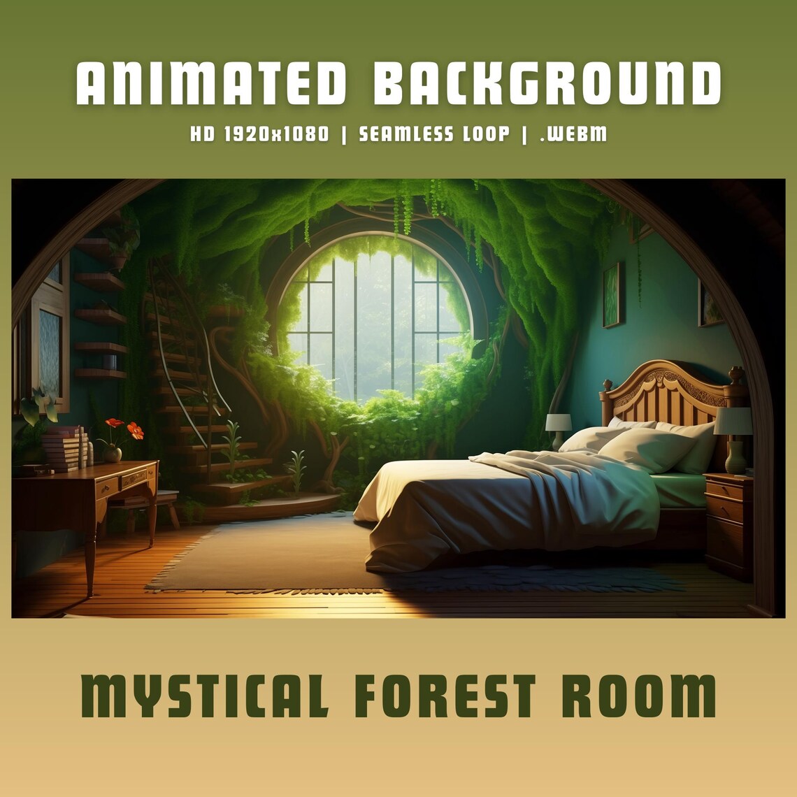 Vtuber Animated Background Forest Room Animated Background Green ...