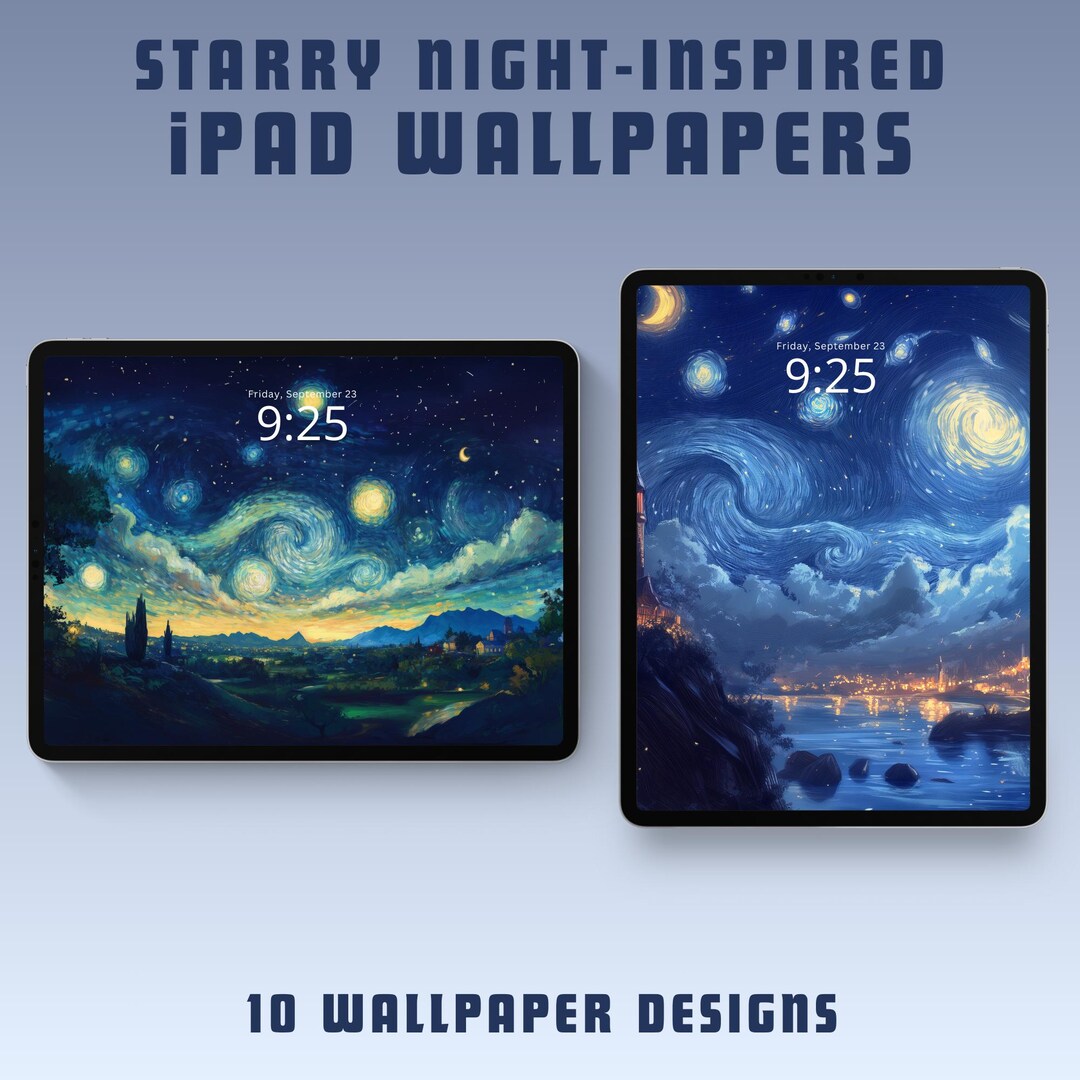 Starry Night Inspired iPad Wallpaper iPad Background Tablet Wallpaper ...