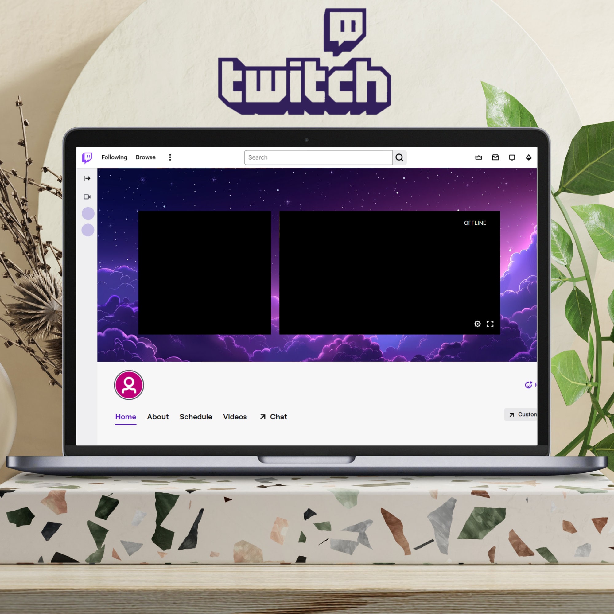 Twitch Banner Purple Night Sky Twitch Banner Purple Twitch Ultrawide Wallpaper Lofi Desktop ...