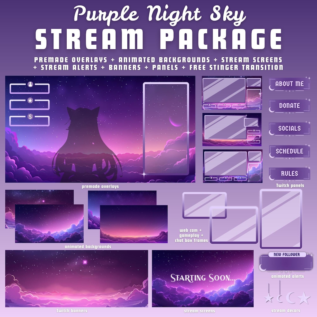 Purple Twitch Stream Package Animated Purple Twitch Overlay Twitch ...