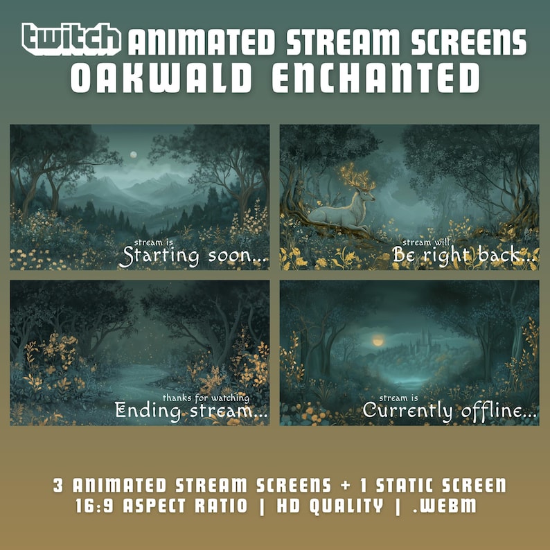 Oakwald Animated Twitch Stream Screens: Cozy Fantasy Overlay (WEBM) - Etsy