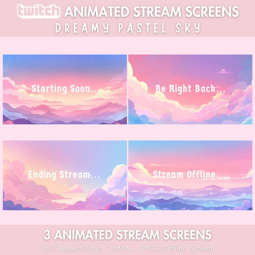 Animated Stream Screens Dreamy Pastel Sky Twitch Screens Pastel Twitch ...