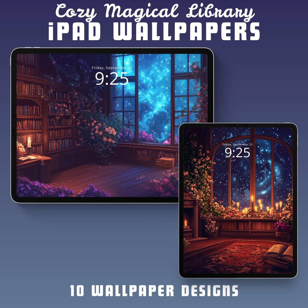 Cozy Magical Library iPad Wallpaper Cozy iPad Background Library ...