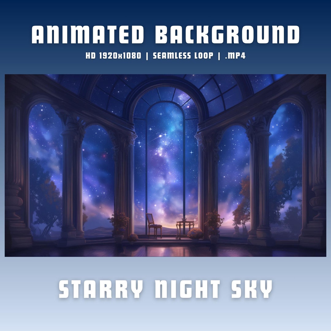 Vtuber Animated Background Starry Night Sky Cozy Twitch Overlay Vtuber ...